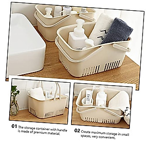 Levemolo Holder Container Tote Caddy Shower Storage Organizer Bathroom Serving Hollow Bath Plastic Food Handle with Sundries Household Toiletries Bathing Tray Basket Handheld Beige Fruit