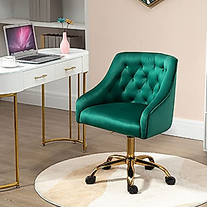Velvet Fabric Swivel Task Chair for Home Office Ergonomic Comfortable Chair - Green with Dirt-Proof M-6030S