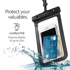 Spigen Universal Waterproof Case Pouch Dry Bag Designed for Most Cell Phone & Accessories Black