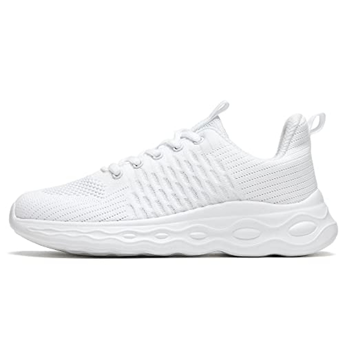 Kvovzo Womens Lace up Tennis Shoes Non Slip Lightweight Work Gym Shoes Ladies Walking Running Sport Sneakers White