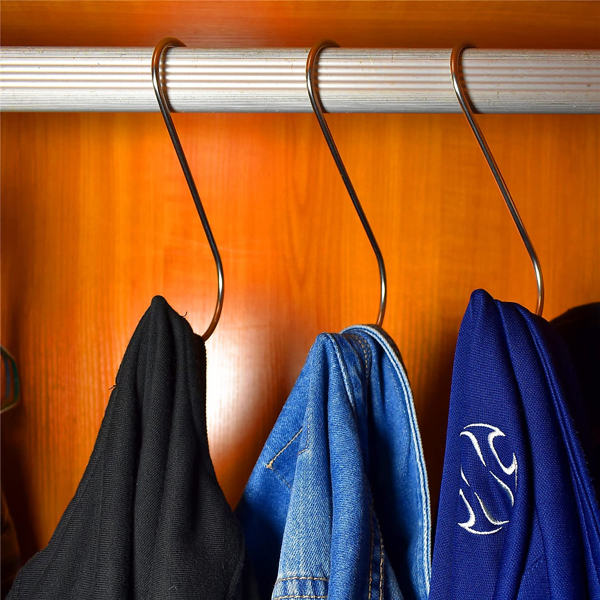 GOTOONE S Hooks Hanging Metal Hook (12 Pack) Stainless Steel Large 6 Inch with Round Stopper Non Slip for Closet Clothes Plants Cups Towels Tools Ornament (Silver)