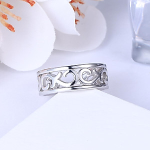 925SterlingSilver Celtic Flower Thumb Ring Baroque Open Adjustable Resizable Ring Hawaiian Leaf Dainty Tail Pinky Toe Knuckle Rings Knot Eternity Wedding Band Ring Gifts for Women Men Teen Girls,