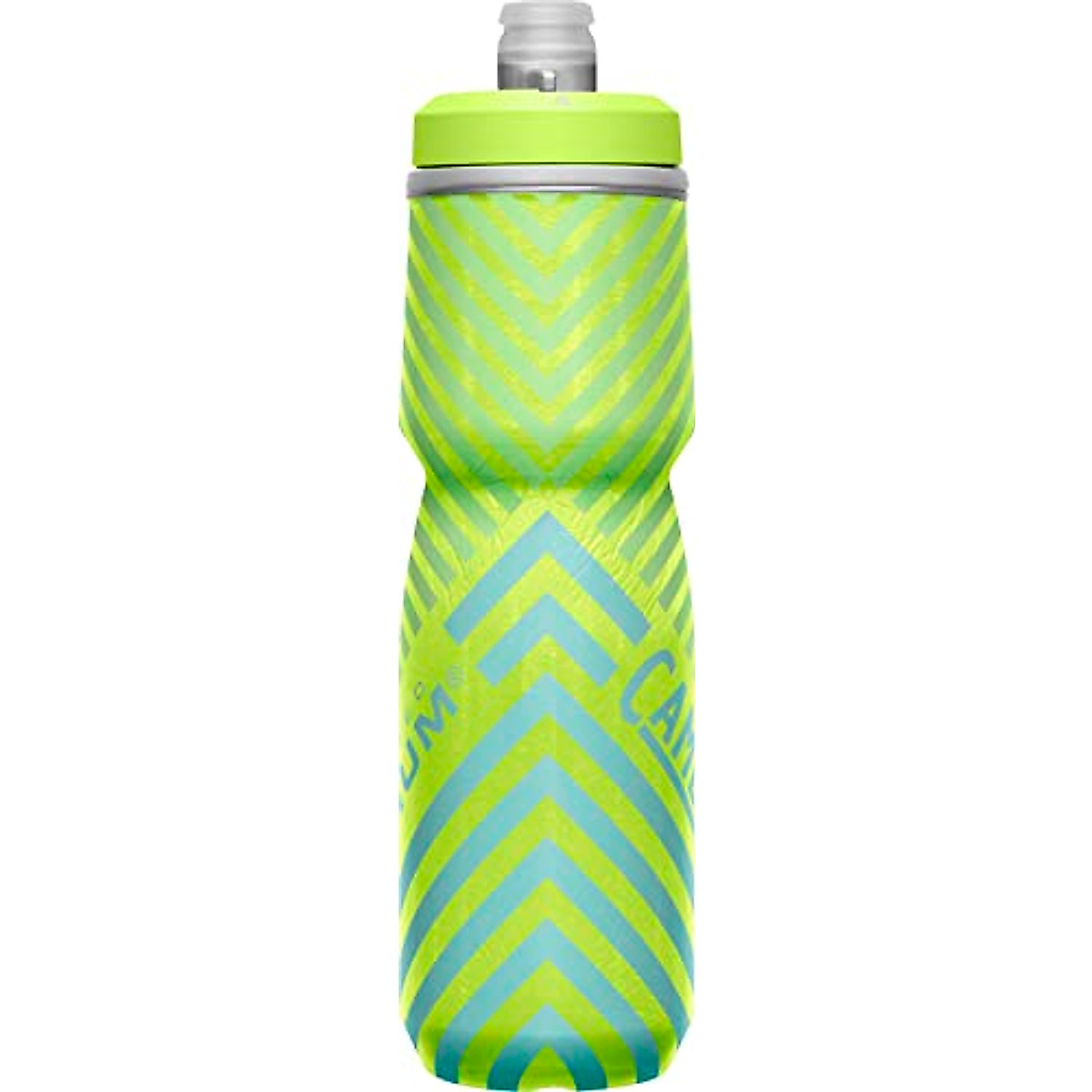CamelBak Podium Chill Insulated Bike Water Bottle - Easy Squeeze Bottle - Fits Most Bike Cages - 24oz, Lime/Blue Stripe