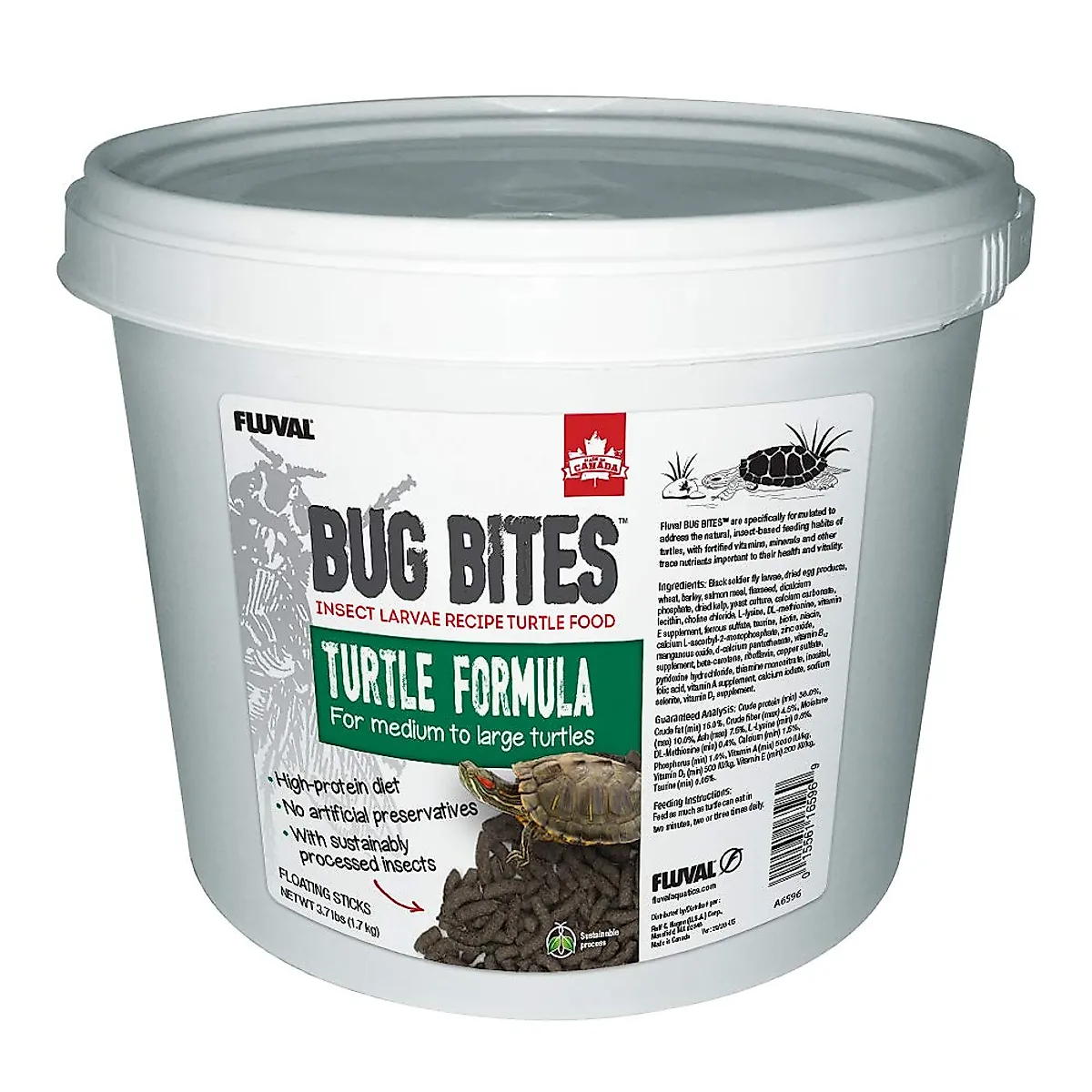 Fluval Bug Bites Turtle Food, Sticks for Medium to Large Sized Turtles, 3.74 lb., A6596, Brown