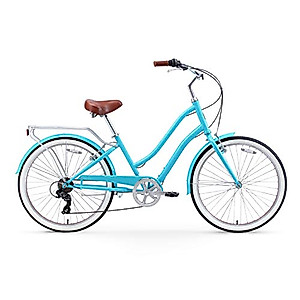 sixthreezero EVRYjourney Steel Women's Step-Through Touring Hybrid Bike, 1/3/7/21 Speed 26" Bicycle, Multiple Colors