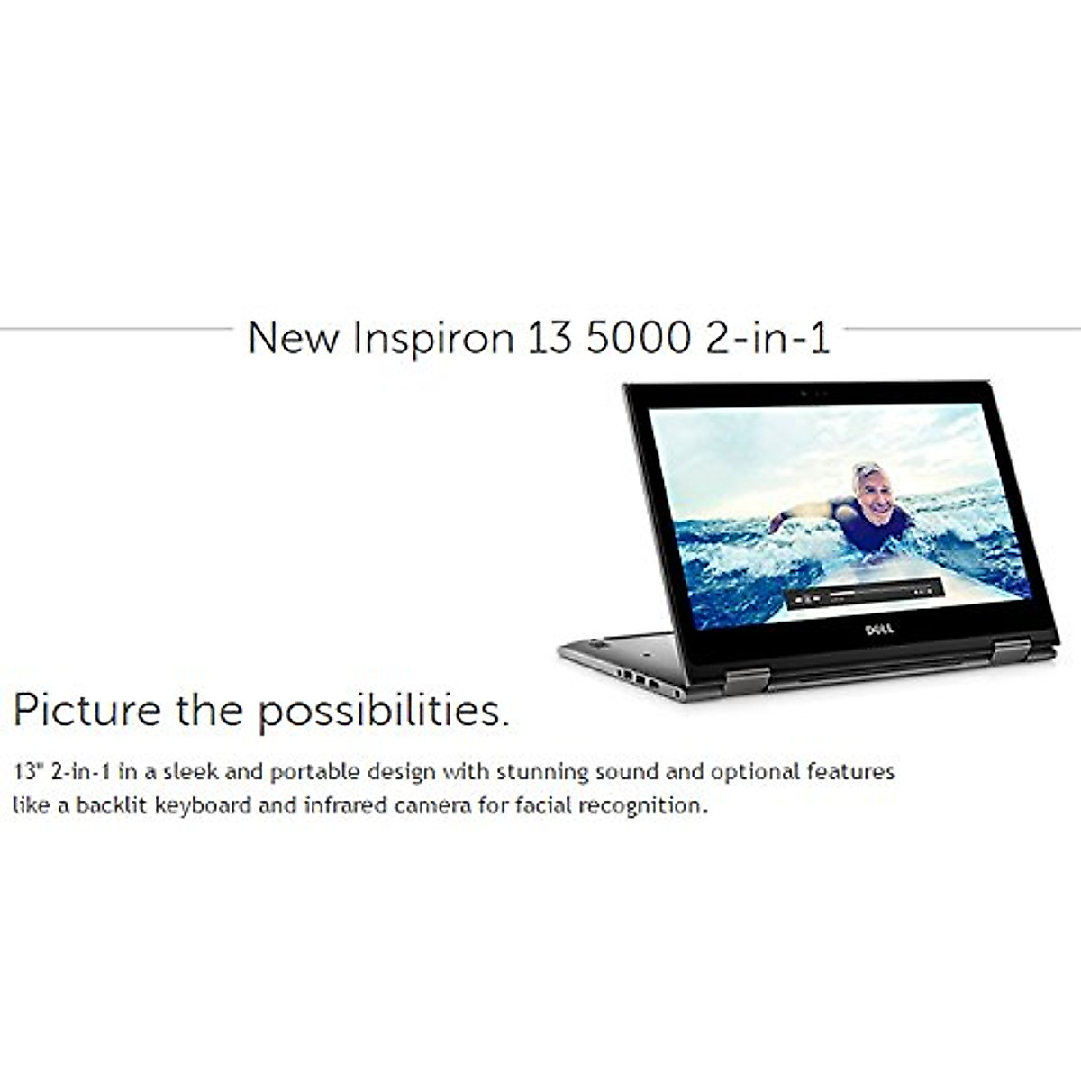 Dell Inspiron 13-5378, 13.3 Inch 2-in-1 Touch Screen Laptop NoteBook PC (Intel Quad Ci5-7200U 7th Gen, 8GB RAM, 1TB HDD, WIFI, Camera, USB 3.0, HDMI, FHD 1920 x 1080) Win 10 (Renewed)