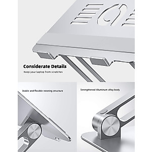 Lamicall Laptop Stand, Aluminum Laptop Riser, Ergonomic Laptop Stand for Desk, Computer Notebook Stand Compatible with MacBook Air Pro, Dell XPS, HP (10-15.6'') - Silver