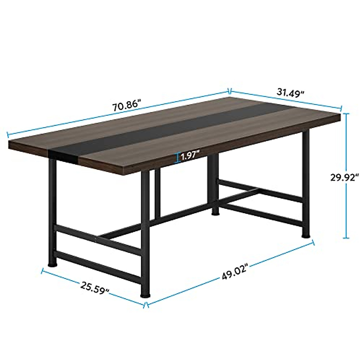 Tribesigns Dinning Table for 6 People, 70 inches Home & Kitchen Table, Wood Large Dinning Room Table with Metal Frame for Family Gathering or Party (Rectangular), W70.86 * D31.49 * H29.92 in