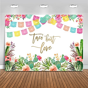 Mocsicka Taco Bout Love Backdrop Mexican Fiesta Theme Bridal Shower Party Decoration Bachelorette Wedding Engagement Photo Background (7x5ft (82x60 inch))