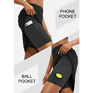 Viodia Women's 20" Knee Length Skorts Skirts Athletic Tennis Golf Skirt for Women Modest Sports Casual Summer Skirt with 5 Pockets Black