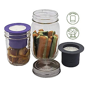 Divider Cup by Mason Jar Lifestyle - For Salads, Dips, and Snacks. Plastic Free Bento Lunch Container(Frost, Wide Mouth)