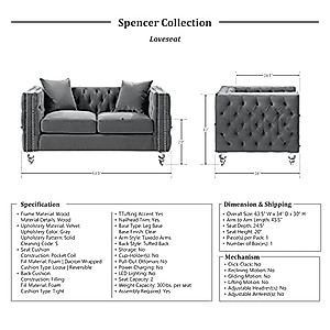 Lexicon Spencer Living Room Loveseat, Gray