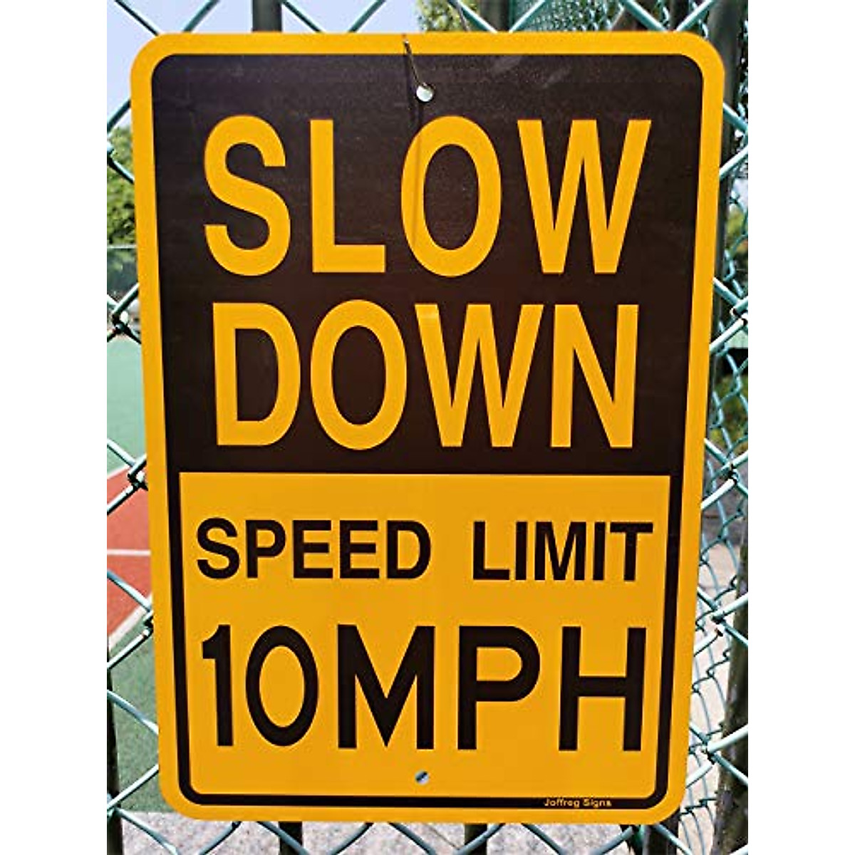 Joffreg Slow Down Speed Limit 10 MPH Sign,17 x12 Inches,Reflective Aluminum (2 Pack)