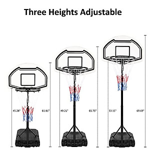 Homtoozhii Pool Basketball Hoop System Stand Backboard Adjustable 61-70 inch Portable Basketball Goal Outdoor Poolside Applicable Ball Model 7# Ball