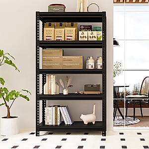 Kilyssa 72" H Garage Shelving Heavy Duty Storage Shelves Loads 2000 LBS, Adjustable 5 Tier Shelving Units Metal Shelves Storage Rack Shelf for Garage,Warehouse,Basement 31.5"W x 15.7"D x 72"H, Black