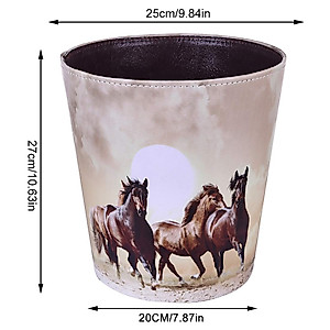 Lingxuinfo Scakbyer Wastebasket Trash Can, 10L Decorative Waste Paper Basket for Bedroom, Office, Kitchen - Sunset Sweat Horse