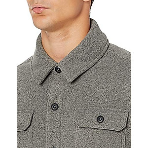 Amazon Essentials Men's Long-Sleeve Polar Fleece Shirt Jacket, Charcoal Heather, Large