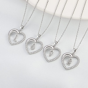 Hadoken Silver Heart Initial Necklaces for Women Girls, S925 Sterling Silver Letter C Pendant Initial Necklace for Women Teens Girls CZ Dainty Love Pendant Heart Necklace Jewelry Gifts for Teen Girls