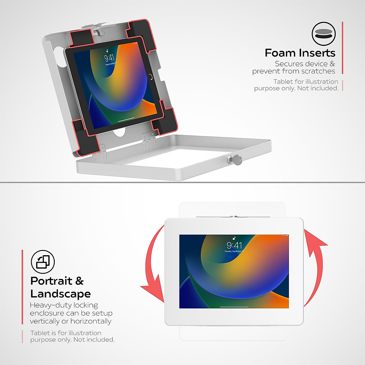 CTA Digital PAD-CURVEW Tablet Stand and Wall Mount with Paragon Enclosures (White)
