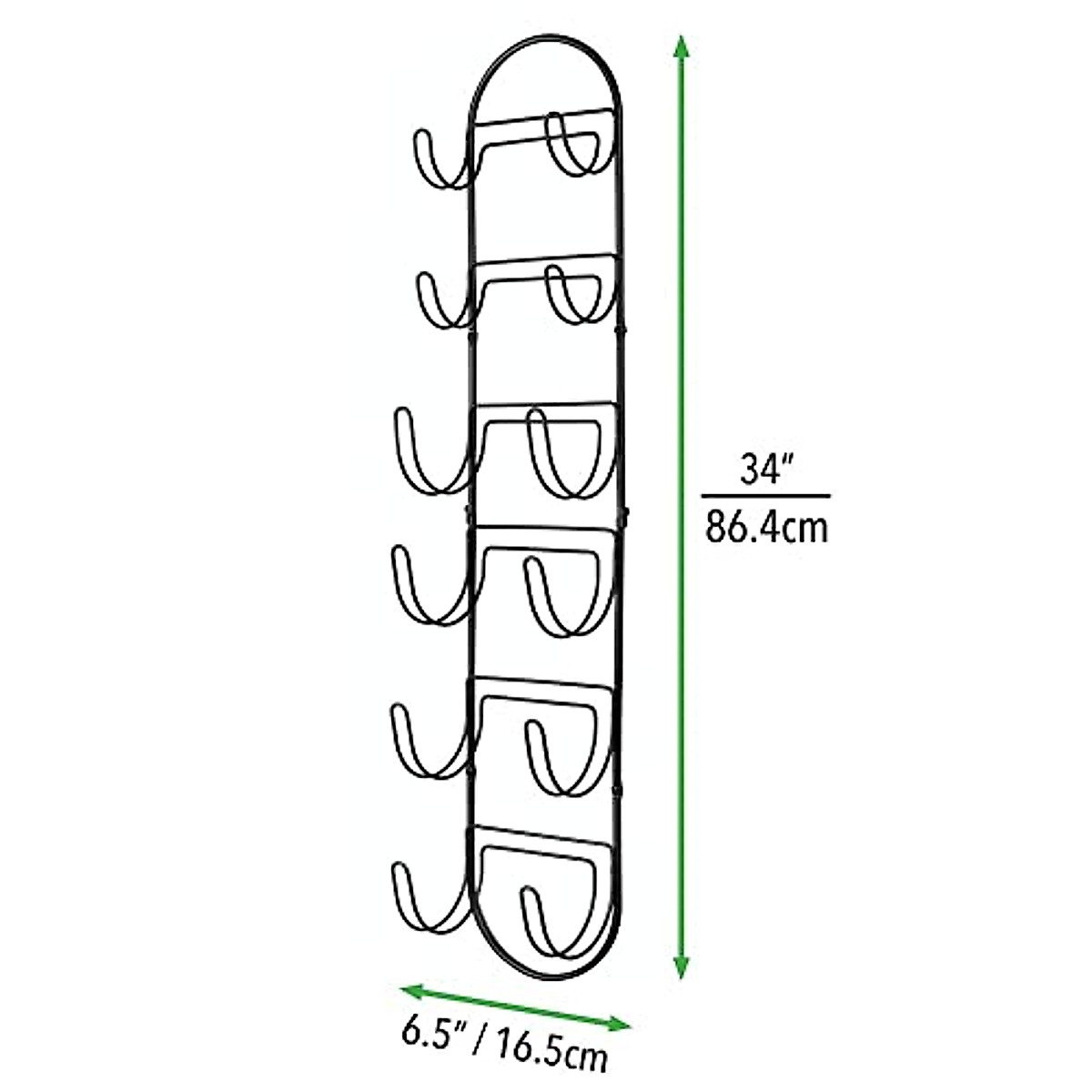 mDesign Steel Wall Mount Towel Rack with 6 Compartments - Towel Holder and Towel Storage Shelf Organizer for Bathroom, Powder Room - Concerto Collection - 2 Pack - Black