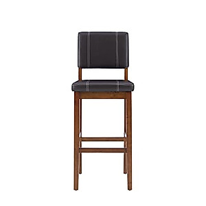 Linon Home Decor Milano Bar Stool, Medium Dark Walnut, 30-Inch