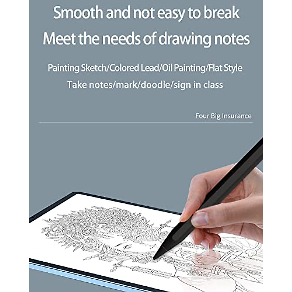 GOUHGKH Stylus Pen Touch Screen Pencil, Active Stylus Pens Compatible with iPad,iPad Pro,iPad Air,iPad Mini, Samsung, Smart Phone and Tablet for Writing/Drawing (Black)