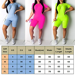 Women 's Casual 2 Piece Outfits Solid Crop Top Short Pants Outfit Sports Yoga Suit Tracksuit Jumpsuits (Black, L)