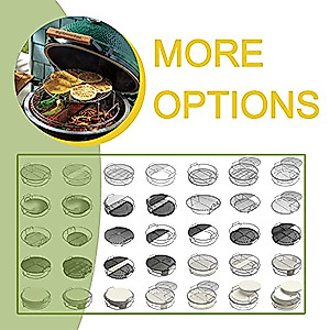 KAMaster 3 Tier 5 Piece EGGspander Replacement Kit for Large Big Green Egg,Stainless Steel Grill Stack Rack with Removable Cooking System,BBQ Grill Basket Grill Expander Rack Ultimate Set Fit L BGE