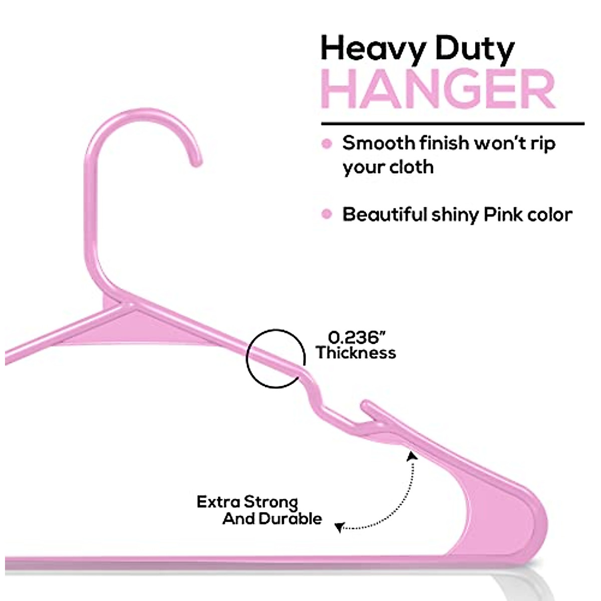 Utopia Home Clothes Hangers 50 Pack - Plastic Hangers Space Saving - Durable Coat Hanger with Shoulder Grooves (Pink)