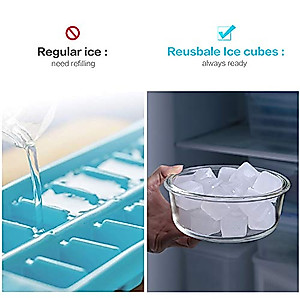 VOJP Reusable Ice Cubes Plastic Whiskey Stones to Keep your Drinks such as Lemon Wine Cold Longer Good for Party and Wedding Filled with Pure Water Comes in White Clear Color (60 Packs)