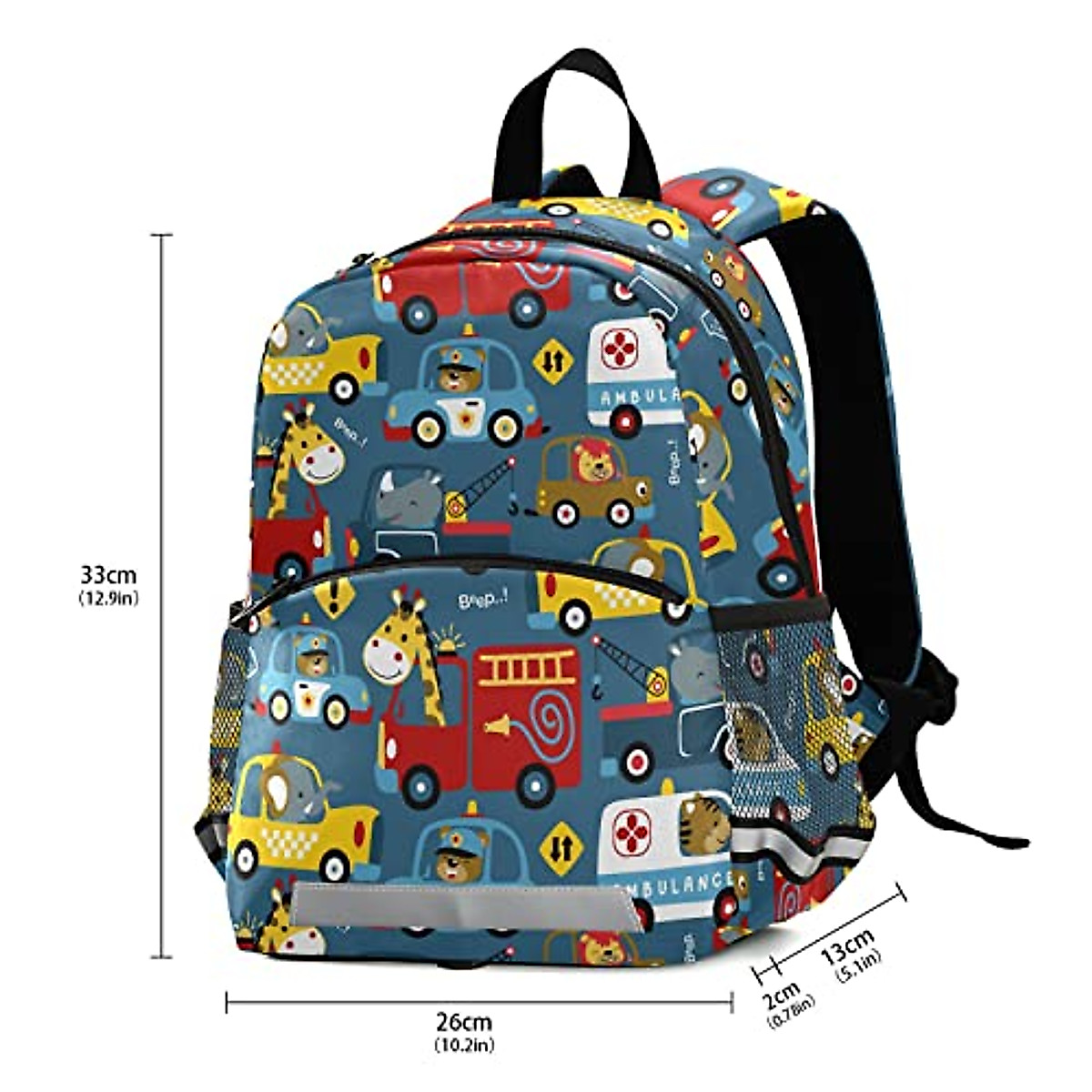 Forest Animal Car Truck Toddler Backpack for Kids Boy Girls Age 3-6, Preschool Mini Backpack with Leash