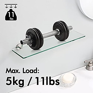 KES Glass Bathroom Shelf, 23.6 Inches Glass Shelf for Bathroom with Tempered Glass Floating Shelves Bathroom SUS 304 Stainless Steel Wall Mount Brushed Finish, A2024S60-2