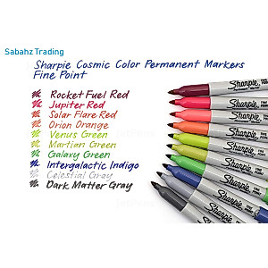 Sharpie Permanent Markers, Fine Point, Cosmic Color, Limited Edition, 12 Count