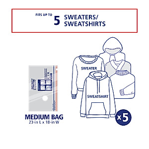 Hefty Shrink-Pak Vacuum Storage Bags – For Clothes, Pillows, Towels, Blankets & More – Space Saver Vacuum Suction Sealer Bags for Home or Travel – 6 Medium Bags, 23 x 18 Inches