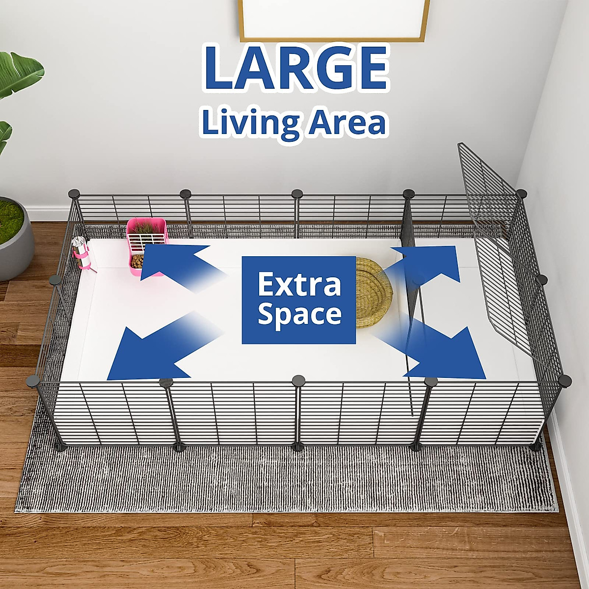 Guinea Pig Cage,Indoor Habitat Cage with Waterproof Plastic Bottom,Playpen for Small Pet Bunny, Turtle, Hamster