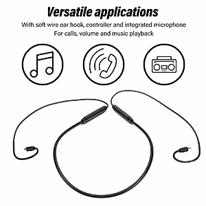 Jopwkuin Bluetooth Earphone Adapter Cable, Bluetooth Earphone Wireless Upgrade Cable HiFi Lossless Sound Long Standby Black for E70 for LS200 for ATH CKS1100 for CKR90
