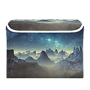 RunningBear 3d Alien Planet Large Storage Bins with Lid Collapsible Storage Bin Cubes Boxes Fabric Storage Baskets for Room Bedroom