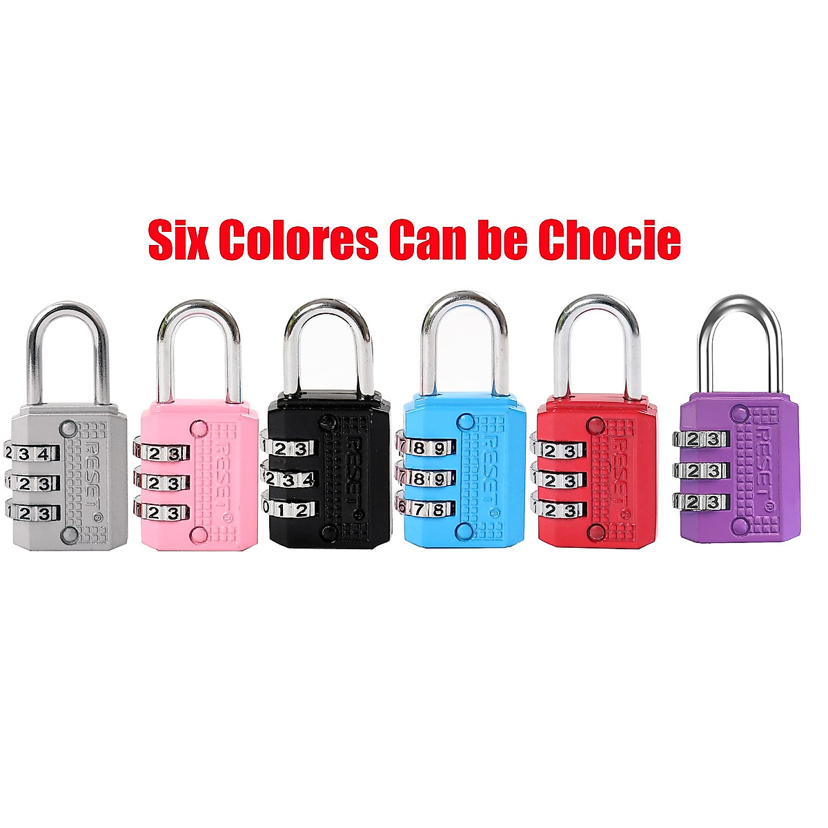 RESET-071 3 Digit Small Combination Lock Tiny Padlock for Mini Locker Box Luggage Suitcase Backpack Pink