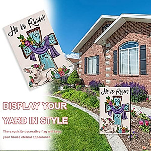 Covido Home Decorative He is Risen Easter Cross Garden Flag, Lamb Yard Outside Decorations, Outdoor Small Decor Double Sided 12x18