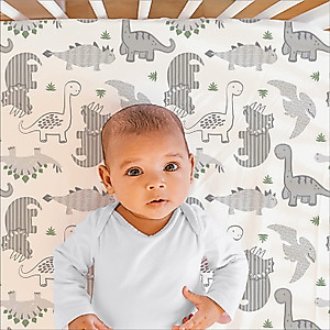 The Peanutshell Dinosaur Crib Bedding Set - 5 Piece Collection - Crib Comforter, Crib Skirt, 3 Fitted Crib Sheets