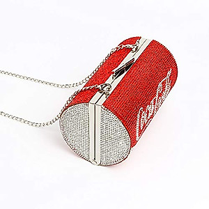 Mogor Rhinestone Crystal Sparkly Clutch Bling Glitter Purse Crossbody Shoulder Evening Handbags with Red Letter for Women