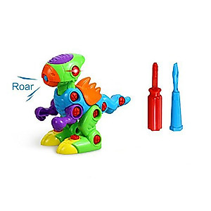 FMT Take-A-Part Take Apart Dino Dinosaur Toy for Boys and Girls Toddlers and Kids with Lights and Sounds Include 2 Screwdrivers for Assembly Building Blocks Tools Play Set