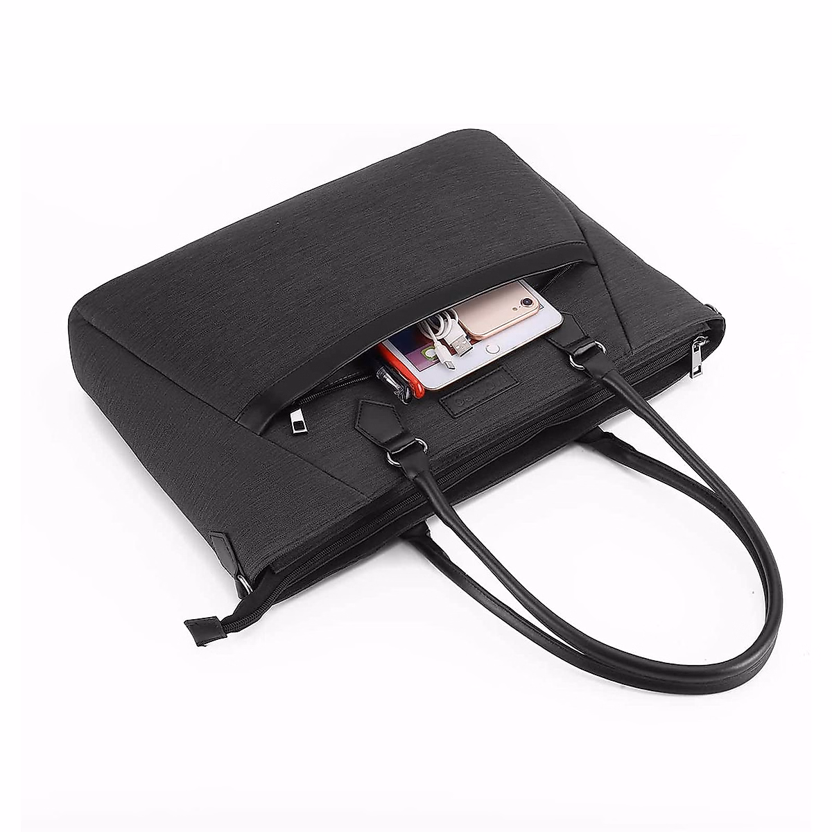 MOSISO Laptop Tote Bag (17-17.3 inch) with Front Trapezoid Pocket, Space Gray