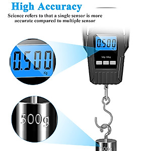 Digital Fish Scale Hanging Scale Fishing Scale, SKEAP 110lb/50kg Luggage Scale,Fish Weighing Scale, Upgrade Large Handle & Backlit LCD Display, Black,Fishing Gifts for Men,Black