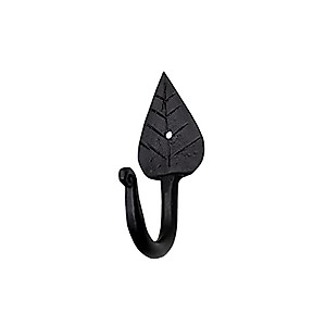 The Metal Magician Pack of 6 Coat Hooks Wall Mounted Leaf Style Single Robe Hanger Iron Blacksmith Key Holder Towel, Handbags, Hat Hanging Perfect for Bathroom, Kitchen, Living Room (Black)