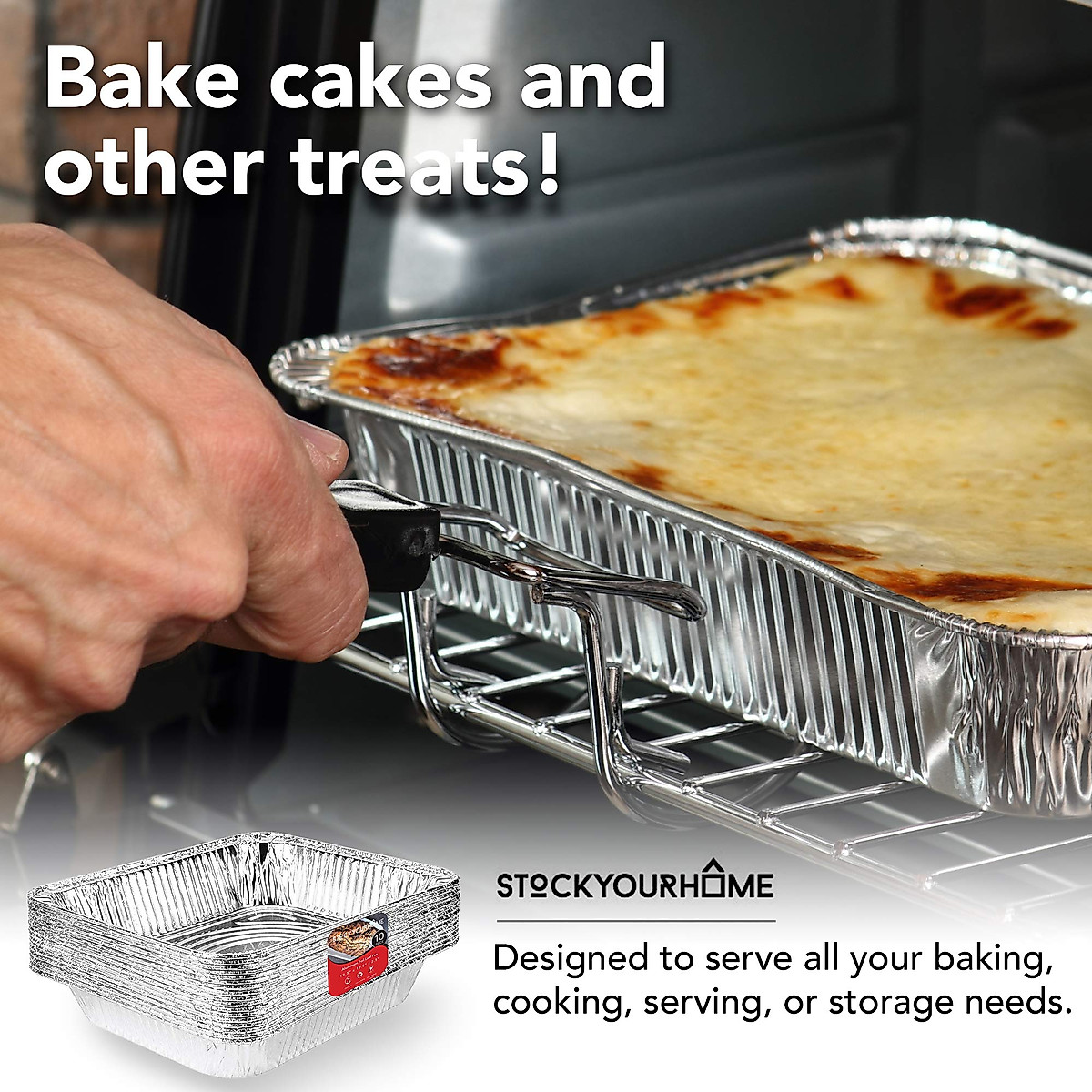 Stock Your Home 9x13 Aluminum Pans (20 Pack) - Disposable & Recyclable Foil Tray- Half Size Steam Table Deep Pans - Tin Foil Pans for Cooking, Heating, Storing, Prepping Food, BBQ, Grilling, Catering