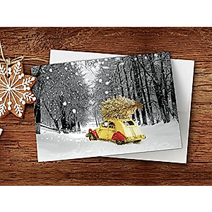 Christmas Cards, Holiday Cards - One Jade Lane - Delivering Warmth, 5x7, Heavy Stock, Set of 18 Cards & Envelopes, Seasons Greetings Cards.