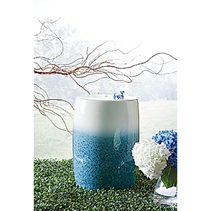 Signature Design by Ashley Ikegrove Coastal Indoor & Outdoor Accent Stool, Blue & White