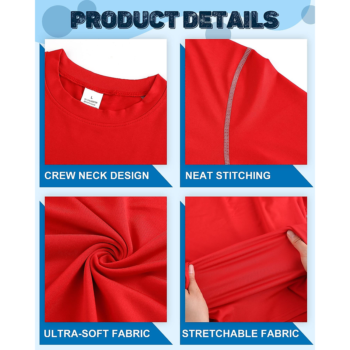 Hicarer 6 Pack Men's Athletic Compression Shirts Long Sleeve Workout Running Undershirt Thermal Sport Base Layer Top(Medium,Multicolor)