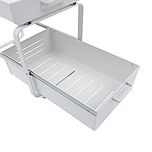 Utility Rolling Cart with Wheels and Sliding Storage Drawer - 2-Tier White Mobile Multipurpose Utility Organizer Cart for Home,Office,Kitchen,Bathroom